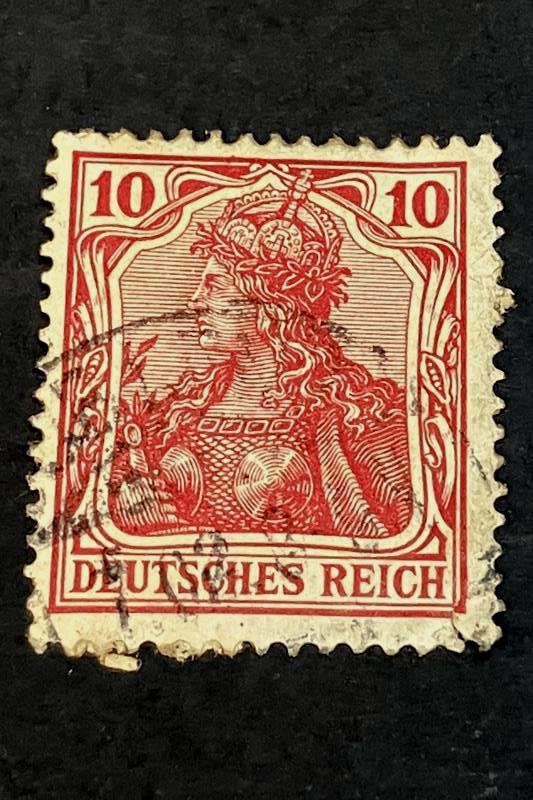 Rare 1921 Germany 10 Pfennig Red Stamp Used Hinged Deutsches Reich ...