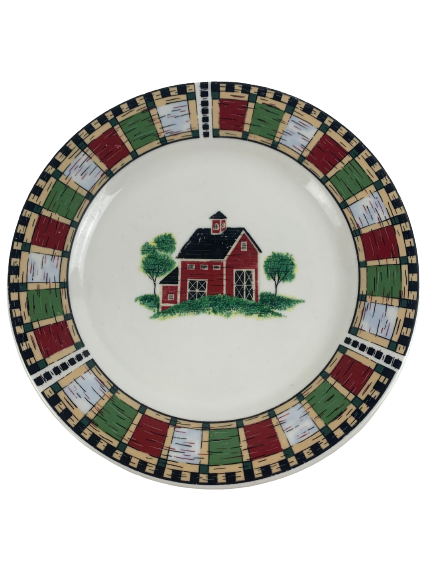 Sakura Majesticware Homestead Stoneware Salad Plate Barn Pattern - Swedemom